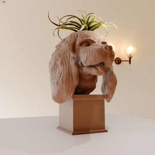 STL file cocker spaniel bust planter pot flower vase mouth open stl 👤 ...