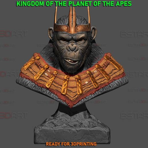 🪐 Kingdom of The Planet of The Apes Bust・ STL File for 3D printing・Cults