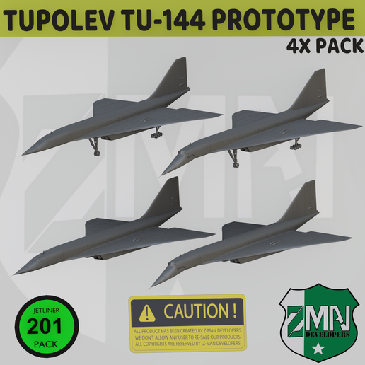 ️ TUPOLEV TU-144 PROTOTYPE (V1)・ STL File for 3D printing・Cults