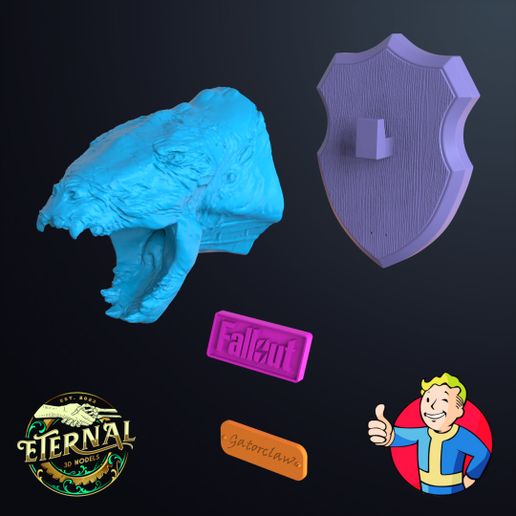 🦸 MOUNTED GATORCLAW HEAD - FALLOUT- ETERNAL・ 3D File for 3D printing・Cults