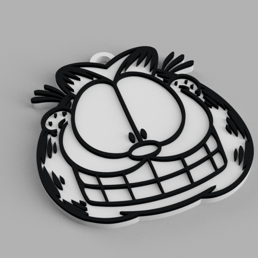 🗝️ Garfield Smiling , keychain - pendant - earring・ STL File for ・Cults