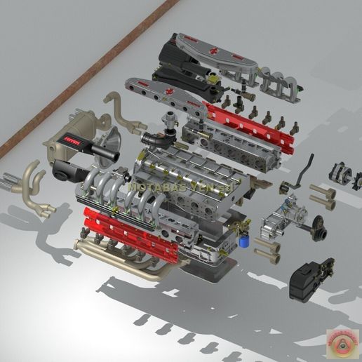 💭 FERRARI 512 TR - ENGINE・ STL File for 3D printing・Cults