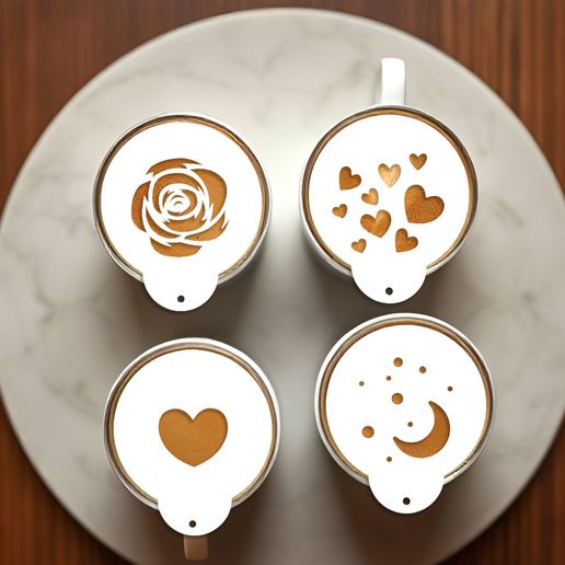 ☕ Coffee Stencil Set・ STL File for 3D printing・Cults
