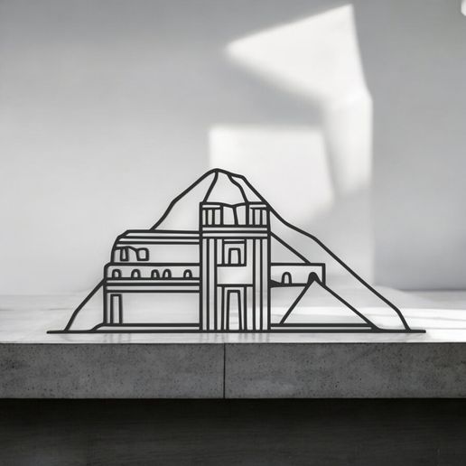 OBJ file Macchu Pichu Line Art - Desktop Line Art 🎨 ・3D printer model ...