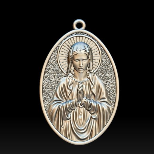 STL file Virgin Mary Pendant 3D print model ️ (OBJ)・3D printer model to ...