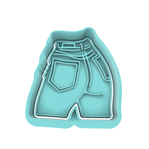 STL file 👖 Denim Shorts Cookie Cutter – Back View with "MUM" Design 💙🌸 ...