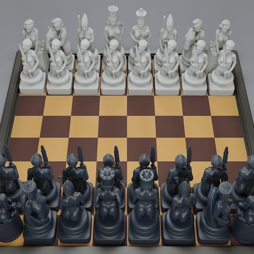 ♀️ Female Model Chess Set・ STL File for 3D printing・Cults