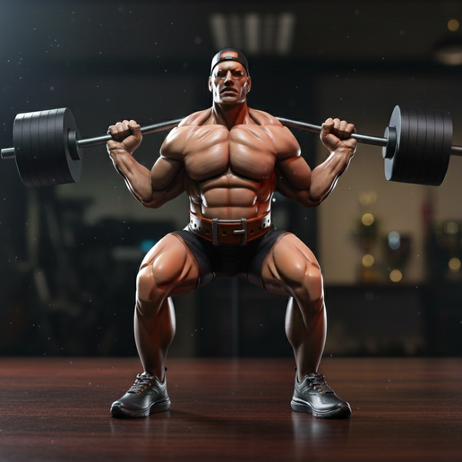 🟢 Ultra Muscular Bodybuilder Squat Pose Powerlifter Fitness Statue STL ...