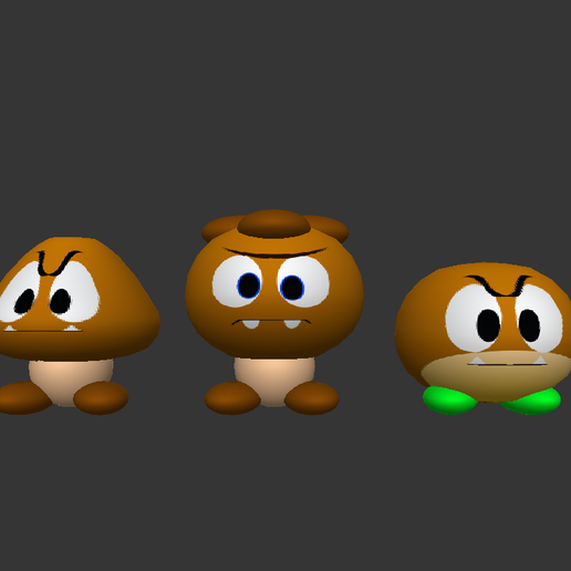 OBJ file Goomba Goombrat And Galoomba 🎲 ・3D printer design to download ...
