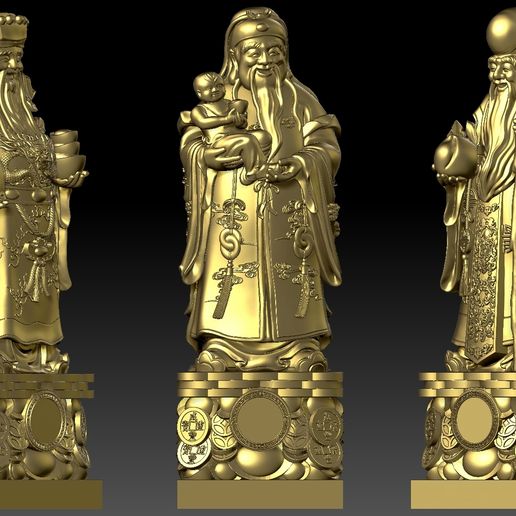 🗿 Fu Lu Shou 2・ STL File for 3D printing・Cults
