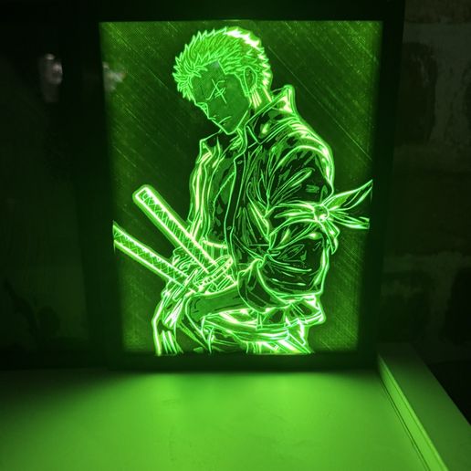 🖼️ RORONOA ZORO - ONE PIECE | NEON FRAME・ STL File for 3D printing・Cults