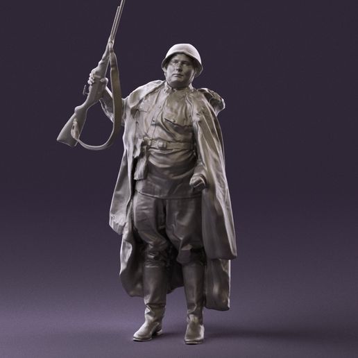 👨 001012 big man in Soviet soldier suit with ppsh・ 3D File for 3D ...