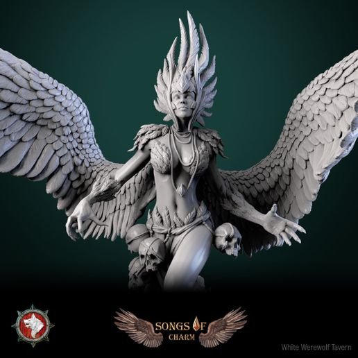 👸 Harpy queen 32mm and 75mm pre-supported + dnd 5e stats block・ 3D File ...