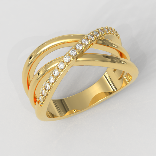 Criss Cross Diamond Ring・ STL File for 3D printing・Cults
