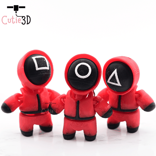 🦑 Cutie3D Articulated Squid Game Keycap Fidget Clicker Keychain - Cute ...