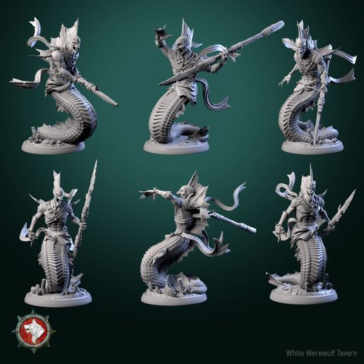 3D file Merfolk 32mm set 6 miniatures pre-supported 🎲 ・3D printing ...