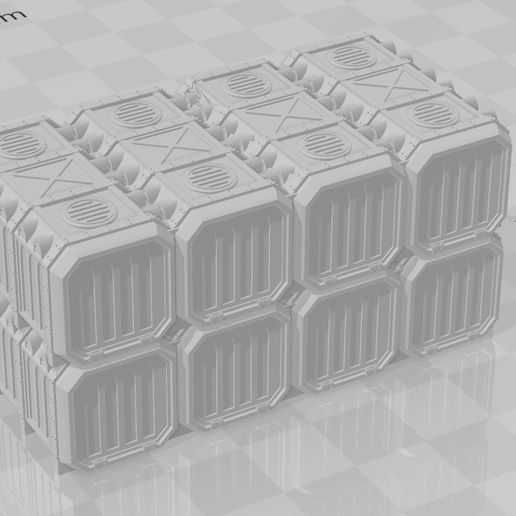 ⚔ Grimdark 8mm terrain shipping container stack・Free STL File for 3D printing・Cults