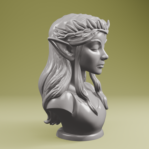 🧝 Elf Woman Bust STL – Elegant Fantasy Female Sculpture 3D Model・ STL ...