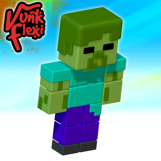 🧟 Minecraft Zombie MultiColor Flexi Print-In-Place + figure & keychain ...