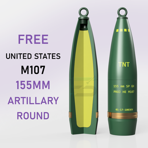 🧨 United States 155mm M107 Artillery Shell・Free STL File for 3D ...