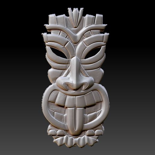STL file "Tiki Guardian Mask Bas-Relief - 3D Printable Decor" 👥 (OBJ ...