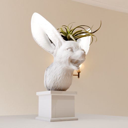🦊 Fennec fox head bust screaming pot flower vase stl・ STL File for 3D ...