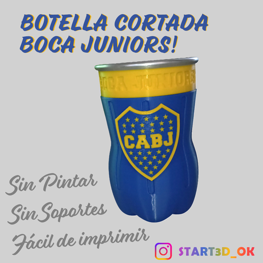 🍾 Botella Cortada Boca Juniors・Archivo 3MF para Impresión 3D・Cults