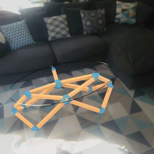 🪵 Scandinavian wood and PVC coffee table・Free STL File for ・Cults