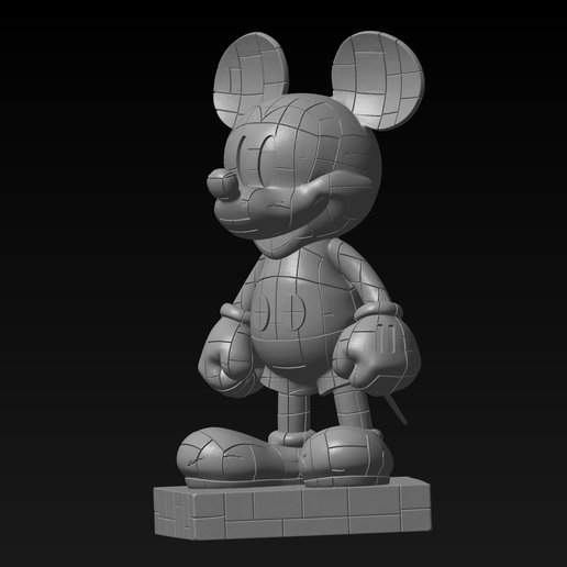🐁 Modern Mickey Mouse 3D STL File for Printing - Tiled Art Style Figure ...