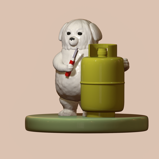 Archivo OBJ gratis Perro con cilindro de gas 🐉 ・Diseño de impresora 3D ...