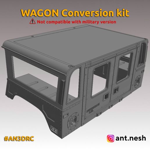 🚗 WAGON Conversion kit by AN3DRC・ 3D File for 3D printing・Cults