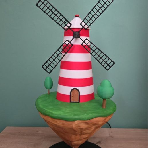 🏝️ Floating Island Windmill Lamp・Free STL File for 3D printing・Cults