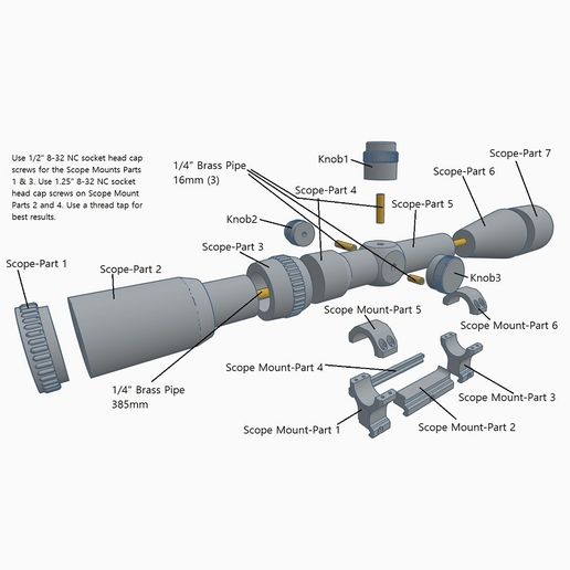 🔫 Large Prop Rifle Scope with 30mm Picatinny Mount・ STL File for ・Cults