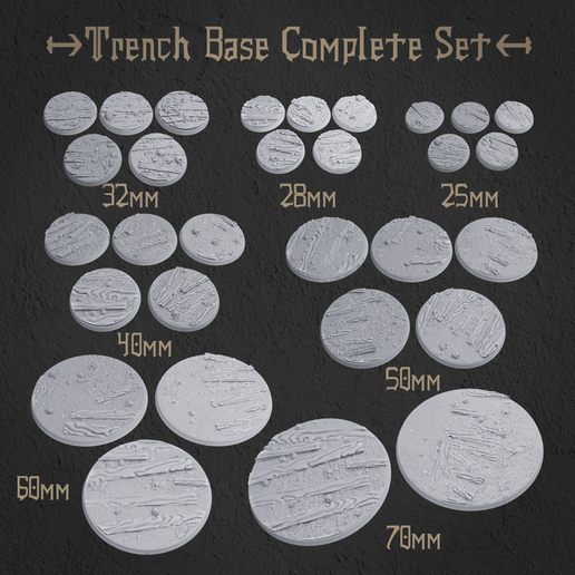 🎲 Complete Trench Base Set・ STL File for 3D printing・Cults