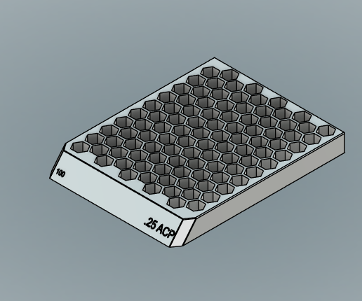🔫 .25 ACP Reloading Block 100rd・ OBJ File for 3D printing・Cults