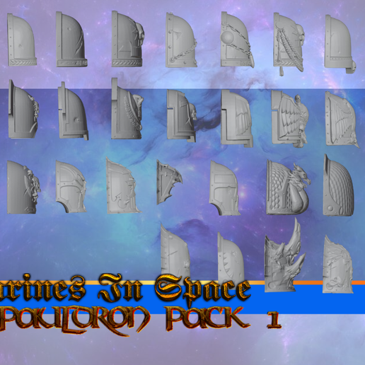 🎲 Marine Pauldron Pack・ STL File for 3D printing・Cults