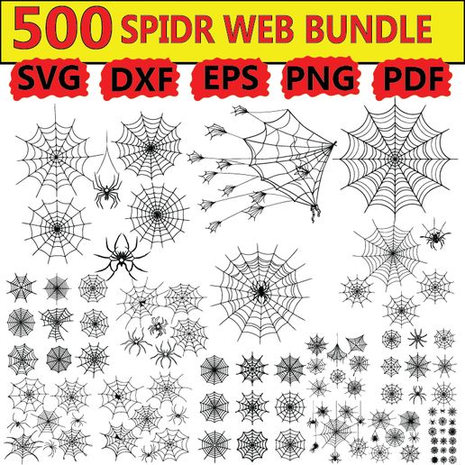 🕷️ 500 spider web bundles svg, dxf, eps, png, pdf, file・ 3D File for 3D ...