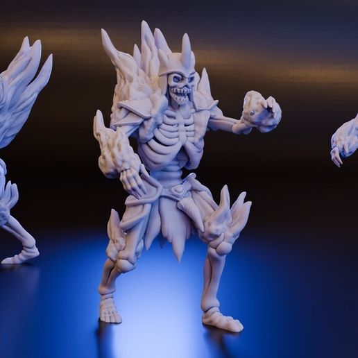💀 Flaming Skeleton (DND / TTRPG)・Free STL File for 3D printing・Cults