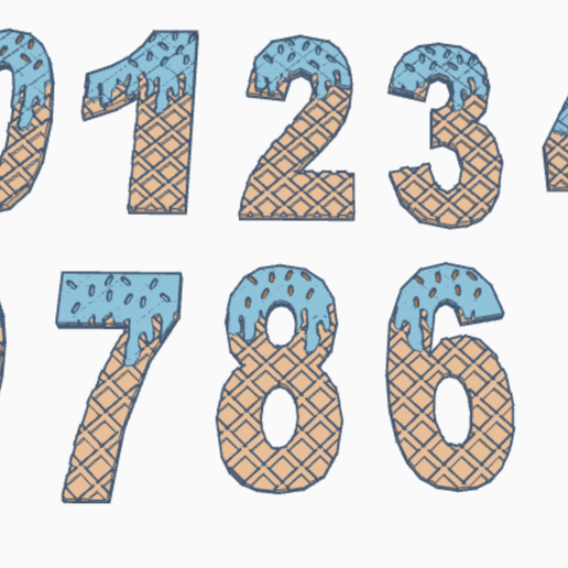 🧊 Ice Cream Drip Numbers・ STL File for 3D printing・Cults