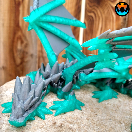 🐉 Armored Spike Dragon, Powerful Four Winged Dragon, Flexible, Print In ...
