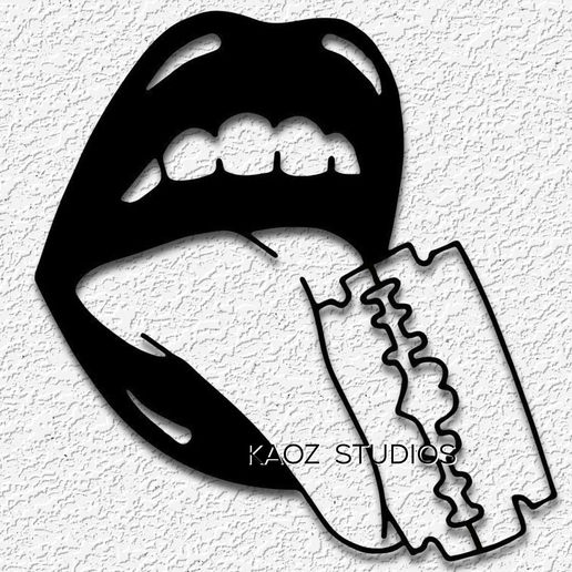 STL file Gothic Lips wall art Razor Blade Tongue decor horror ...