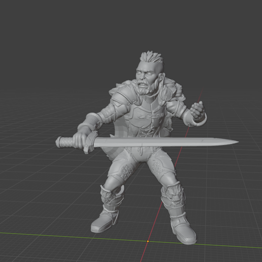 🎲 Human Fighter - D&D Mini・ STL File for 3D printing・Cults