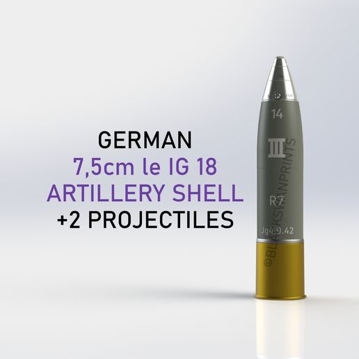 3D file WW2 German 7.5cm le IG 18 Artillery Shell 🧨 ・Template to download and 3D print・Cults