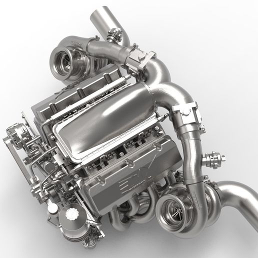 🚙 ver.2! 4500HP SMX Steve Morris Racing Twin Turbo Billet v8 Engine 1/8 ...