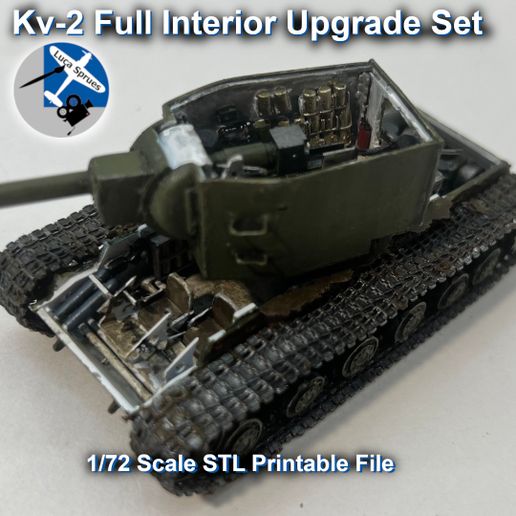 🪖 1/72 Scale Kv-2 Soviet Heavy Tank Full Interior Upgrade STL Set・ STL ...