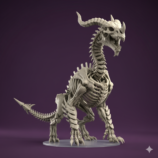 🐉 Single STL Wingless Skeletal Horror Dragon - Undead Bone Wyrm for ...