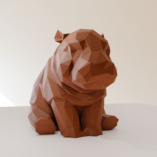 STL file baby hippo calf sitting low poly stl 👶 ・Model to download and ...