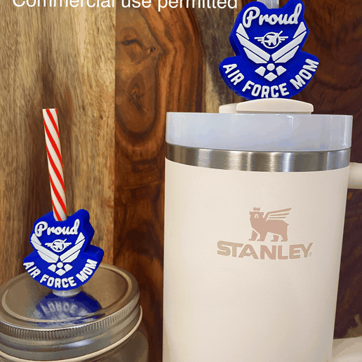 🎁 Air Force Mom Straw Toppers 8mm & 10mm・ STL File for 3D printing・Cults