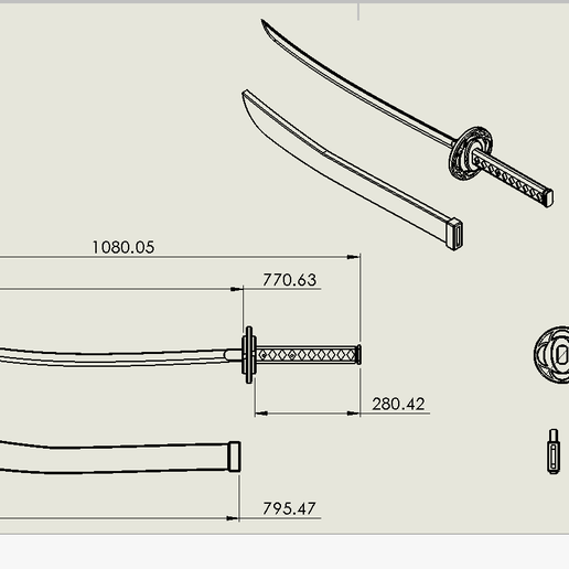 katana technical drawing