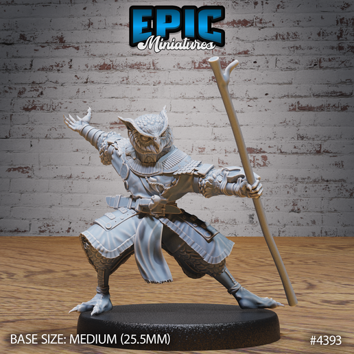 3D file Owl Folk Monk Attack ‧ DnD Miniature ‧ Tabletop Miniatures ...